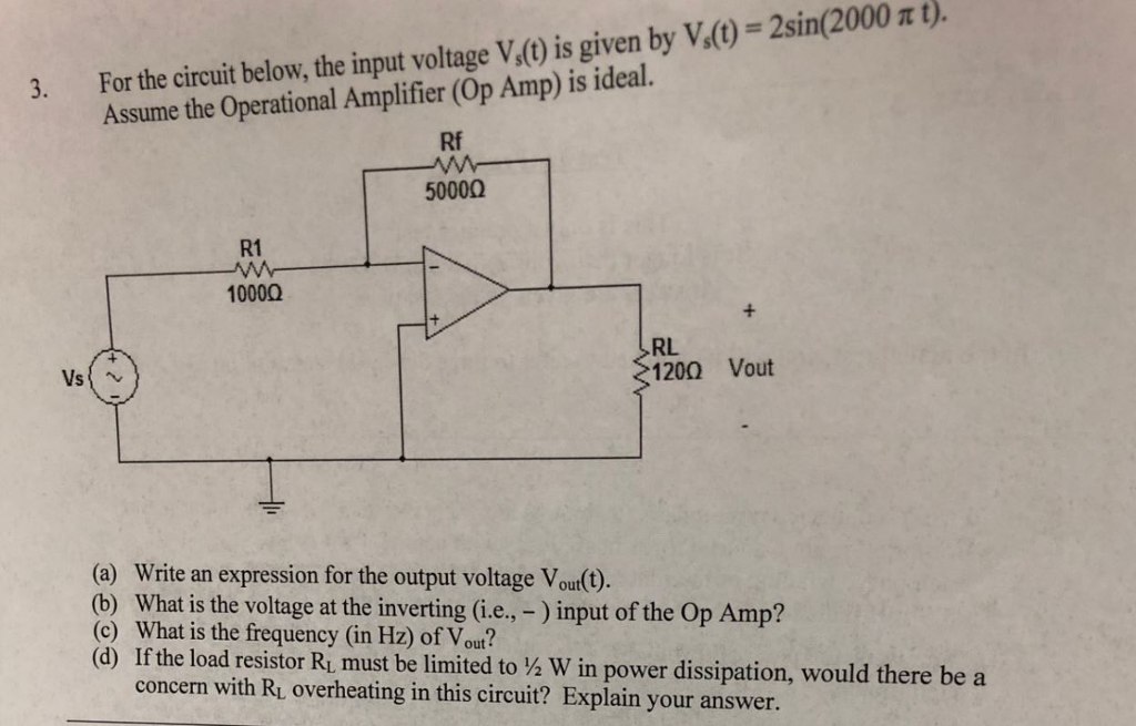 Solved For the circuit below, the input voltage V,(t) is | Chegg.com Solved For the circuit below, the input voltage V,(t) is | Chegg.com