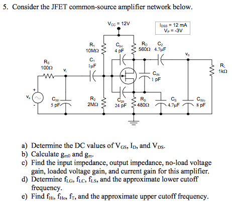 Solved Consider the JFET common-source amplifier network | Chegg.com