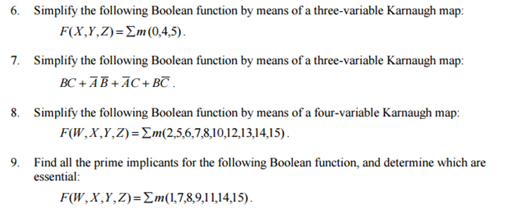 Solved Simplify the following Boolean function by means of a | Chegg.com