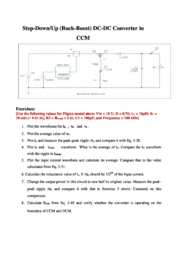 Solved Step-Down/Up (Buck-Boost) DC-DC Converter in CCM | Chegg.com