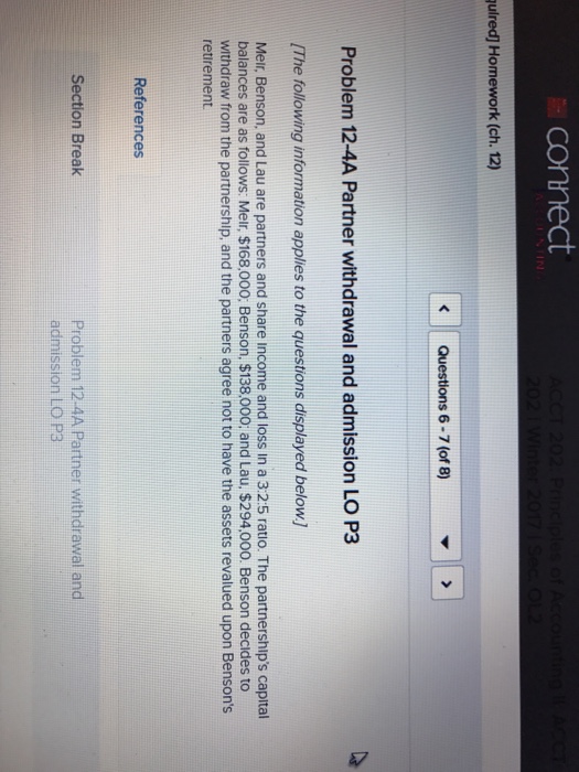 Solved quired Homework (ch. 12) Questions 6-7(of 8) Problem | Chegg.com