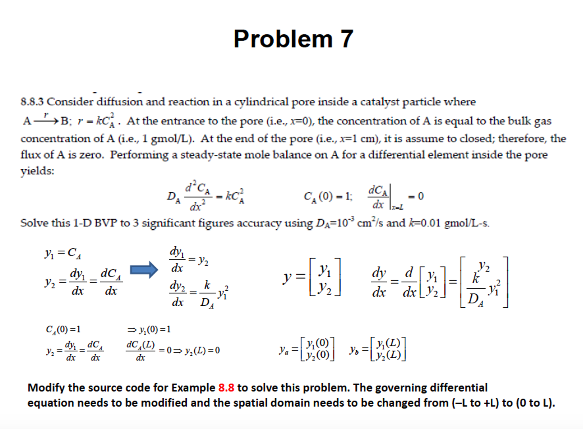 Consider diffusion and reaction in a cylindrical pore | Chegg.com