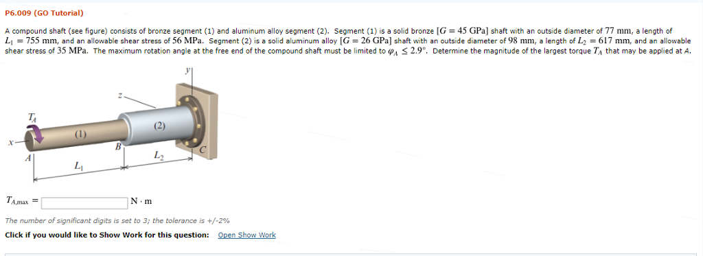 Solved P6.009 (GO Tutorial) A compound shaft (see figure) | Chegg.com
