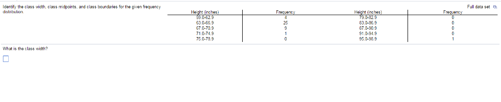 Solved Identify the class width, class midpoints, and | Chegg.com