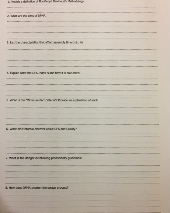 Solved Provide a definition of Boothroyd Dewhurst's | Chegg.com