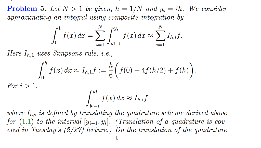 Solved Problem 5. Let 〉 1 be given, = 1/N and yi = ih. We | Chegg.com