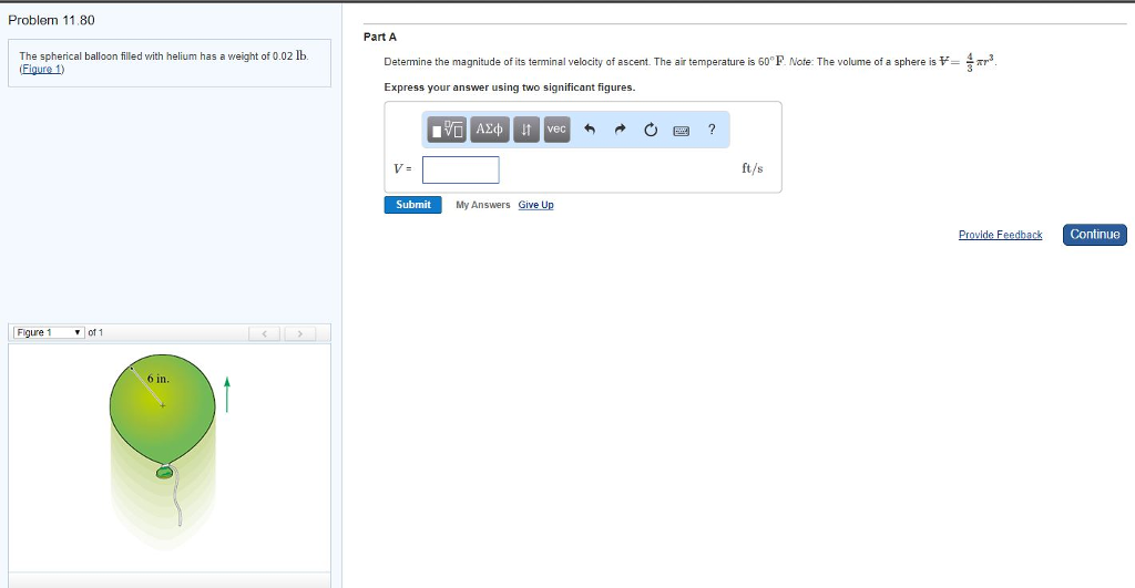 Solved Problem 11.80 Part A The spherical balloon filled | Chegg.com