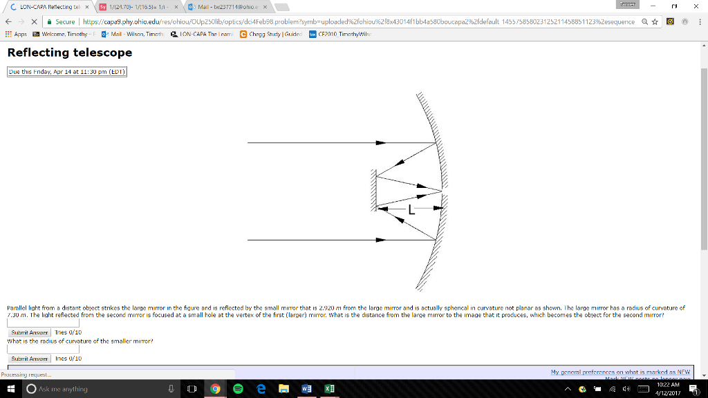 Solved Parallel light from a distant object stnkes the | Chegg.com