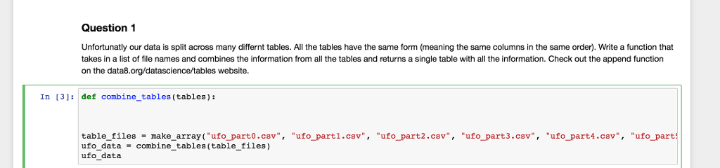 Solved Question 1 Unfortunatly our data is split across many | Chegg.com