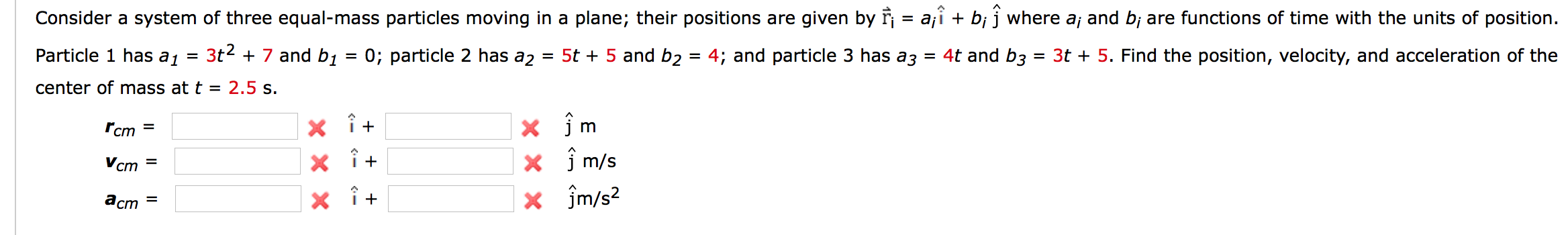 Solved Consider a system of three equal-mass particles | Chegg.com