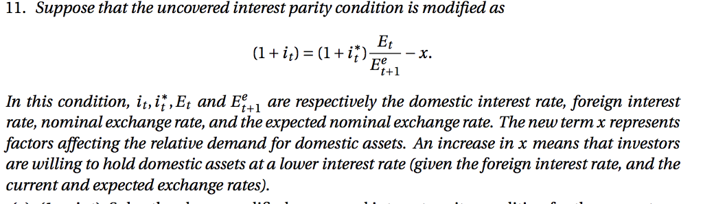 Solved 11. Suppose that the uncovered interest parity | Chegg.com