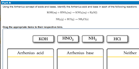 Solved Using the Arrhenius concept of acids and bases, | Chegg.com