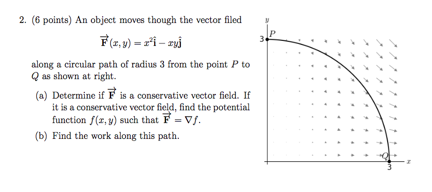 Solved An object moves though the vector filed F vector (x, | Chegg.com