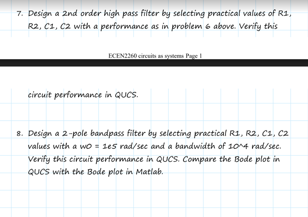 Solved 6. Using Matlab, plot the bode plot for a second | Chegg.com
