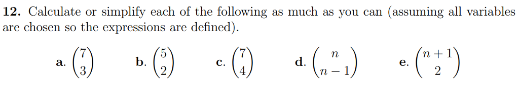 Solved 12. Calculate or simplify each of the following as | Chegg.com