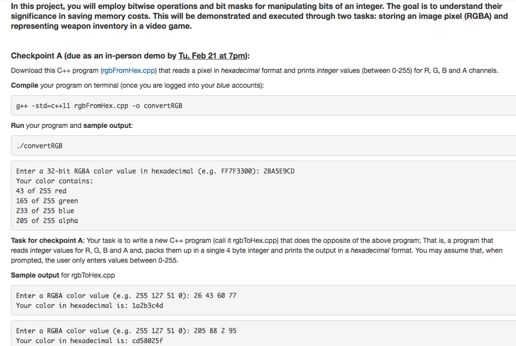 C++ Bit Manipulation Program. Please complete | Chegg.com