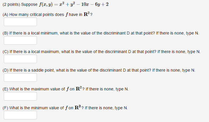 Solved Suppose f(x, y) = x^2 + y^2 - 10x - 6y + 2 (A) How | Chegg.com