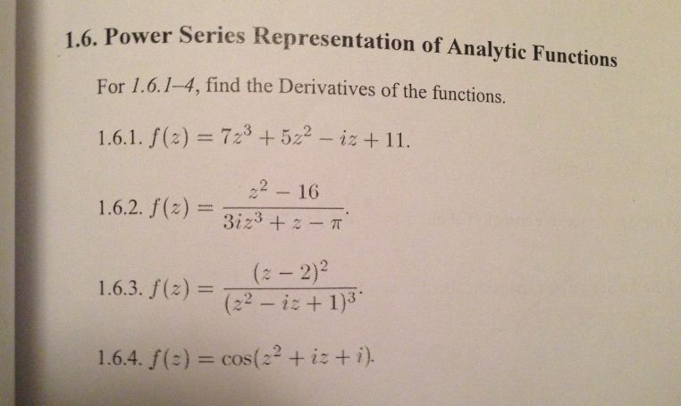 Solved 1.6. Power Series Representation of Analytic | Chegg.com