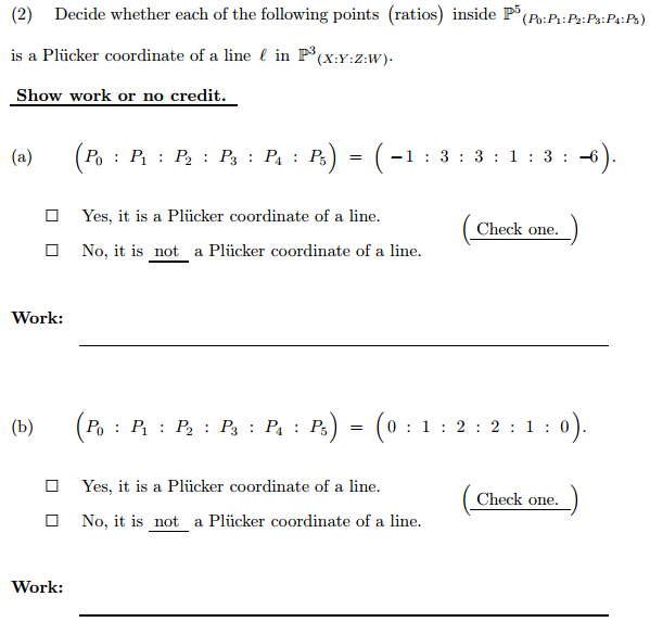 Solved Plucker Coordinate Question | Chegg.com