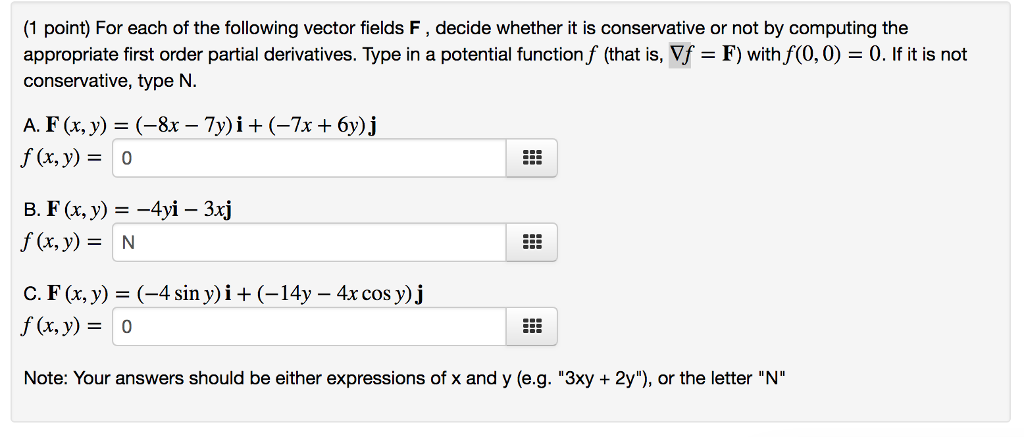 Solved For each of the following vector fields F, decide | Chegg.com