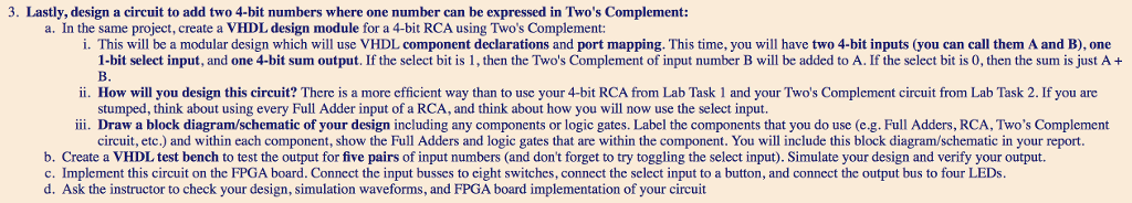 Lastly Design A Circuit To Add Two 4 Bit Numbers Chegg