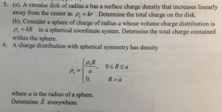 Solved A circular disk of radius a has a surface charge | Chegg.com