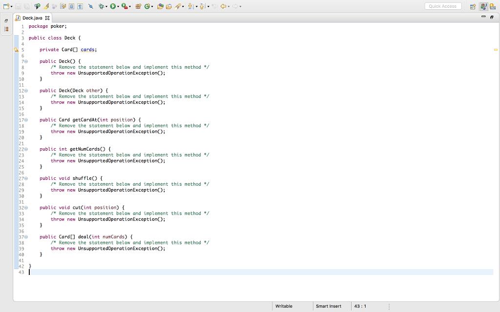 Can someone finish these two java classes for a poker | Chegg.com