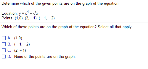 Solved Determine which of the given points are on the graph | Chegg.com