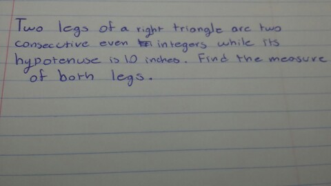 Solved Two legs of a right triangle are two consecutive even | Chegg.com