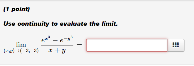 Solved Use continuity to evaluate the limit. Lim_(x, y) | Chegg.com