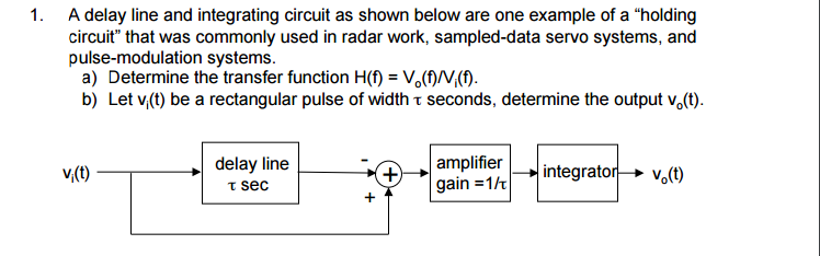 Solved A delay line and integrating circuit as shown below | Chegg.com