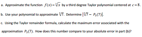 Solved Approximate the function f(x) = 3 squareroot x by a | Chegg.com