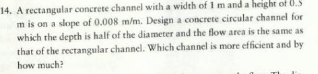 Solved A rectangular concrete channel with a width of 1 m | Chegg.com