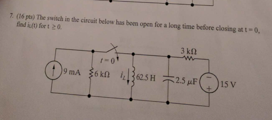 Solved The switch in the circuit below has been open for a | Chegg.com