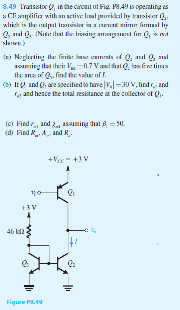 Solved 8.49 Transistor Q in the circuit of Fig. P8.49 is | Chegg.com