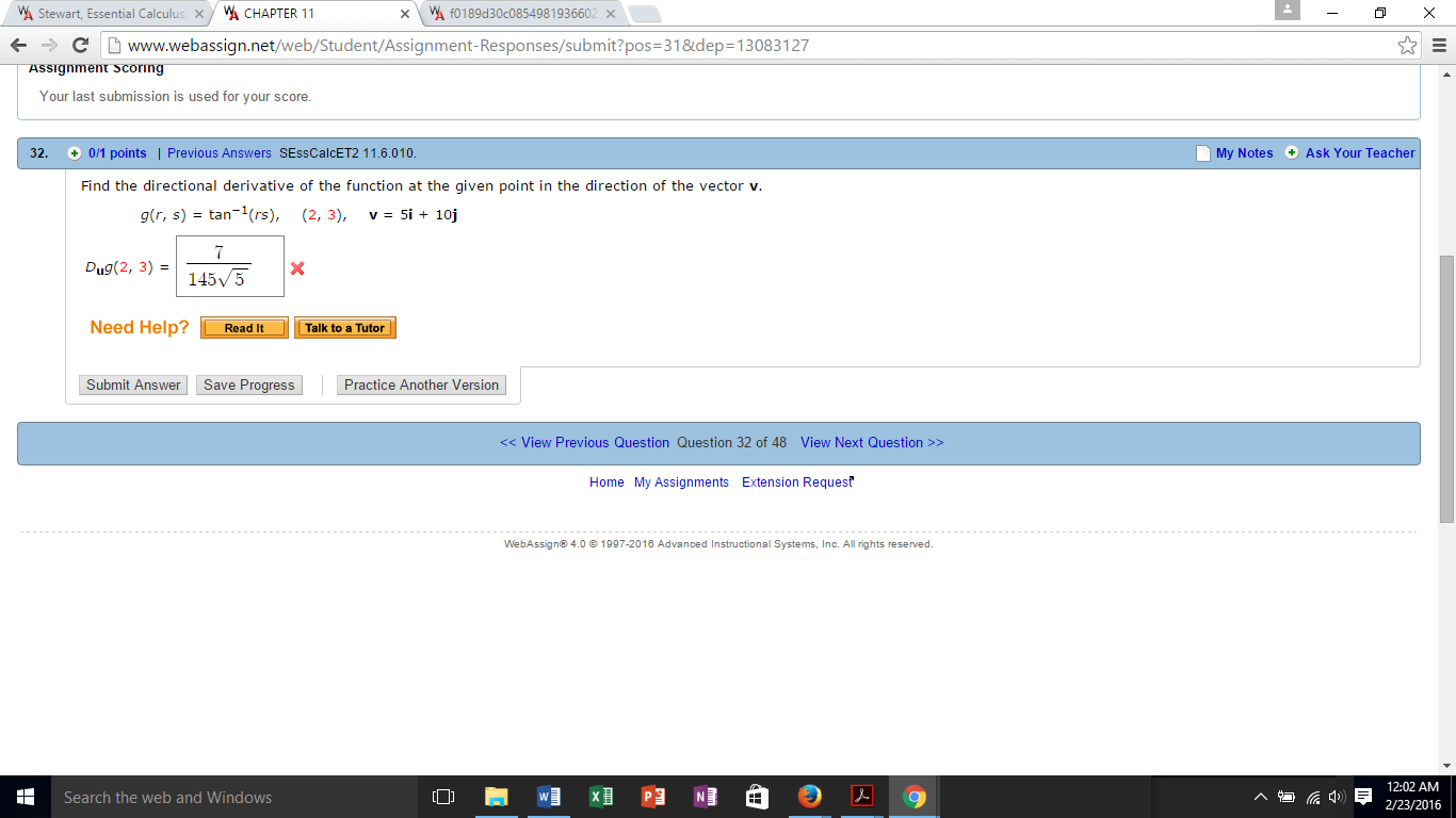 Solved Find The Directional Derivative Of The Function At