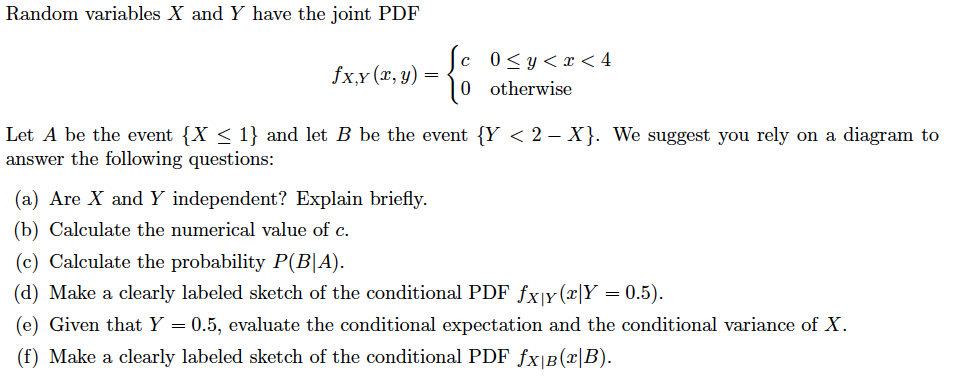 Solved Random variables X and Y have the joint PDF fX, Y(x, | Chegg.com