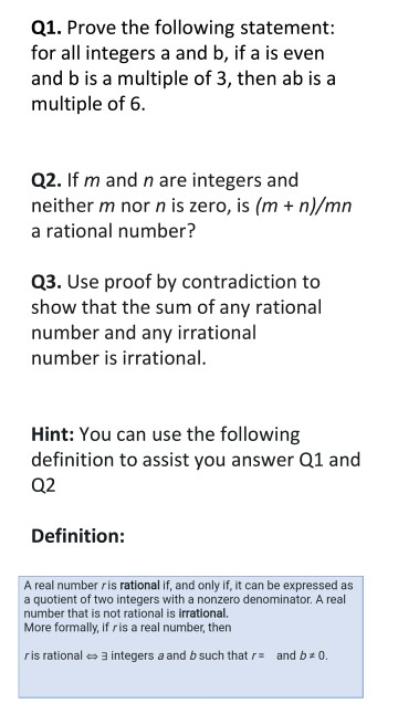 Solved Q1. Prove the following statement: for all integers a | Chegg.com