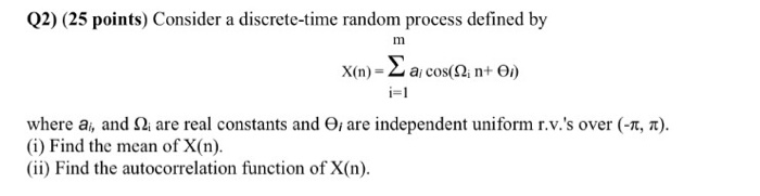 Consider a discrete-time random process defined by | Chegg.com