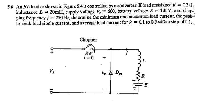 Solved An RL load as shown in Figure 5.4 is controlled by a | Chegg.com