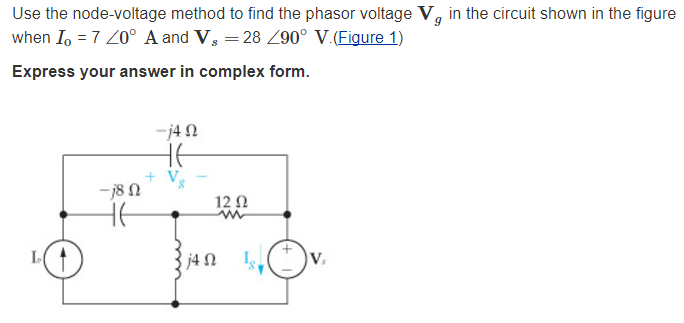 Solved Use the node-voltage method to find the phasor | Chegg.com