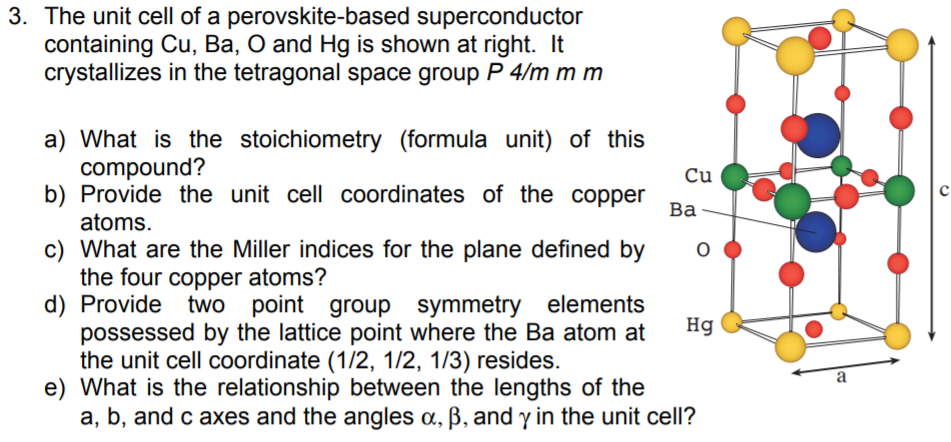 Solved 3. The unit cell of a perovskite-based superconductor | Chegg.com