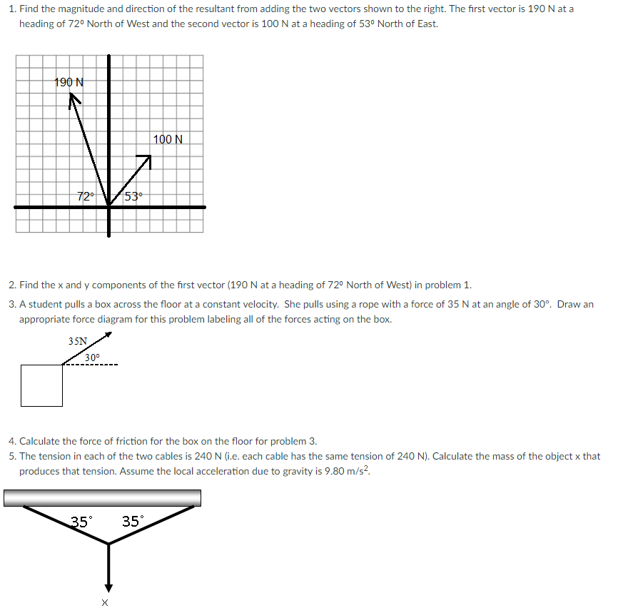 Solved 1 Find The Magnitude And Direction Of The Resultant