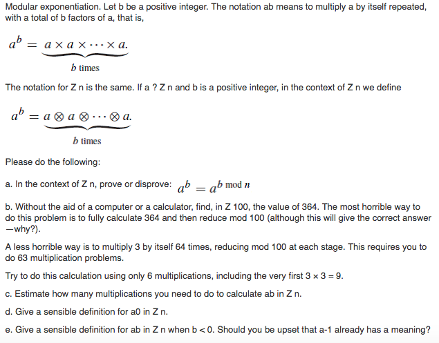 Modular exponentiation. Let b be a positive integer. | Chegg.com