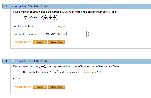 Solved Find a vector equation and parametric equations for | Chegg.com