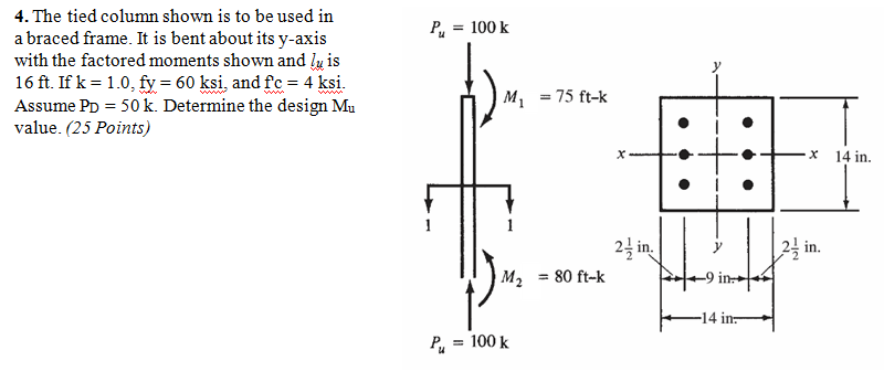 Solved The tied column shown is to be used in a braced | Chegg.com