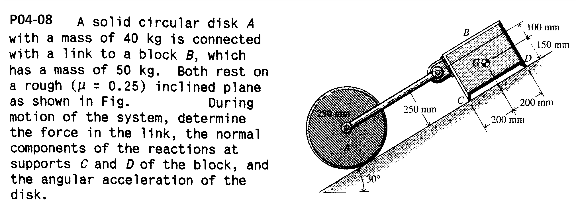Solved P04-08 A solid circular disk A with a mass of 40 kg | Chegg.com