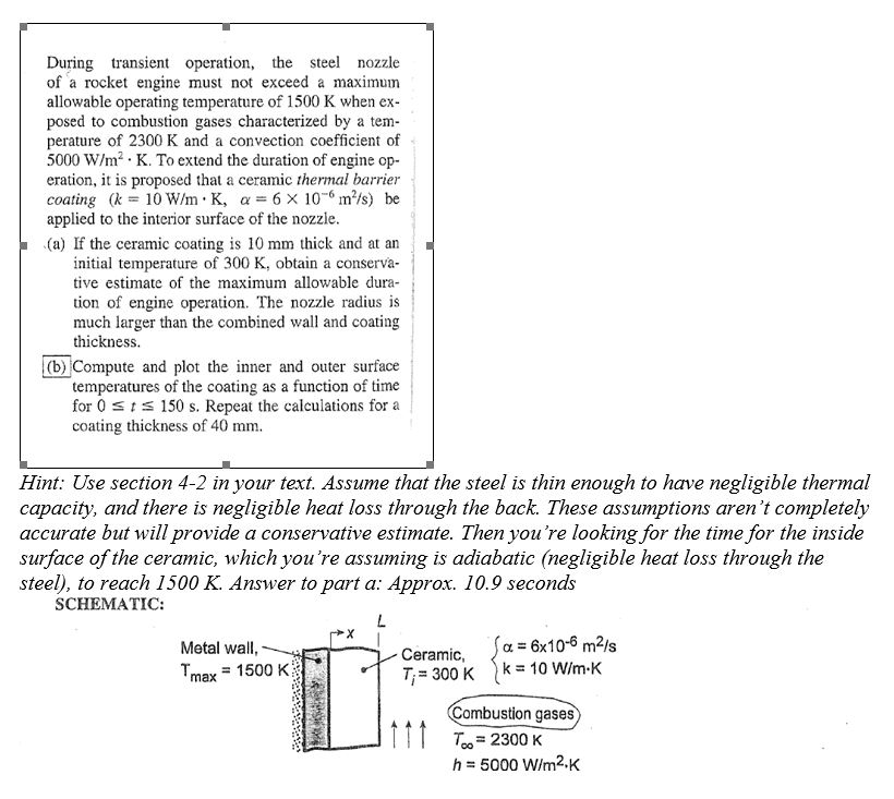 During transient operation, the steel nozzle of a | Chegg.com
