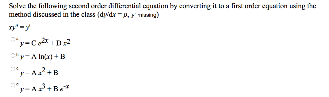Solved Solve the following second order differential | Chegg.com