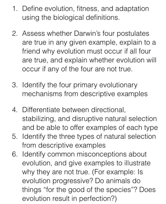 Solved Define evolution, fitness, and adaptation using the | Chegg.com